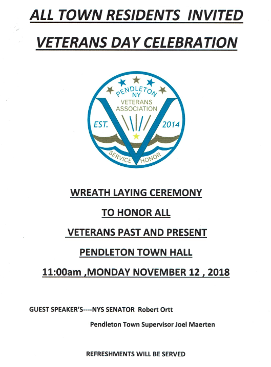 Veterans Day Ceremony - Pendleton Veterans Association - Pendleton, NY