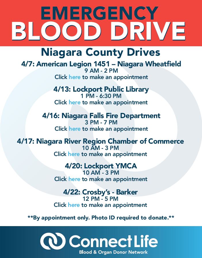 EMERGENCY BLOOD DRIVE - NIAGARA COUNTY - Pendleton, NY